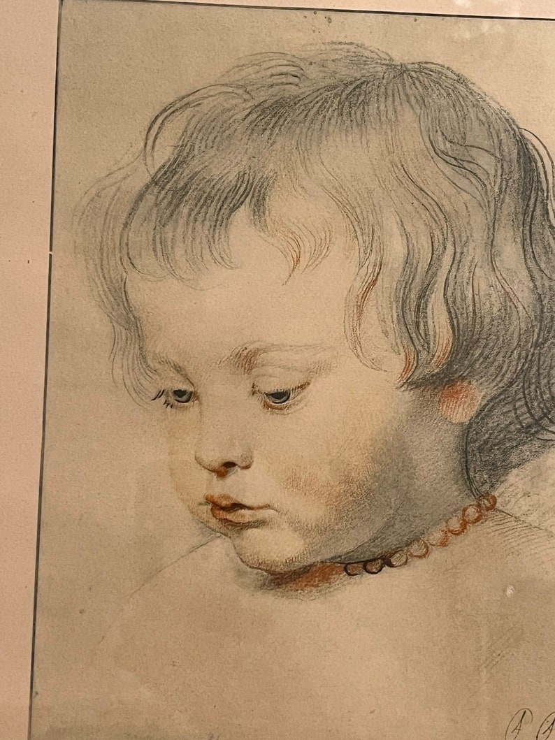 Peter Paul Rubens - Face of a Baby - Vintage Antique Print - Nicolas ...