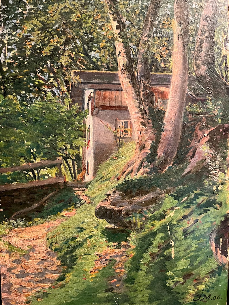 Monogrammed JM Artist Original Art Oil on Board 1906 | Etsy