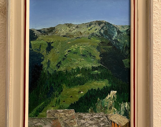 WILLI BRE.. Swiss Lanscape Grächen 1969 FANTASTIC Alpine Scene Oil on ...