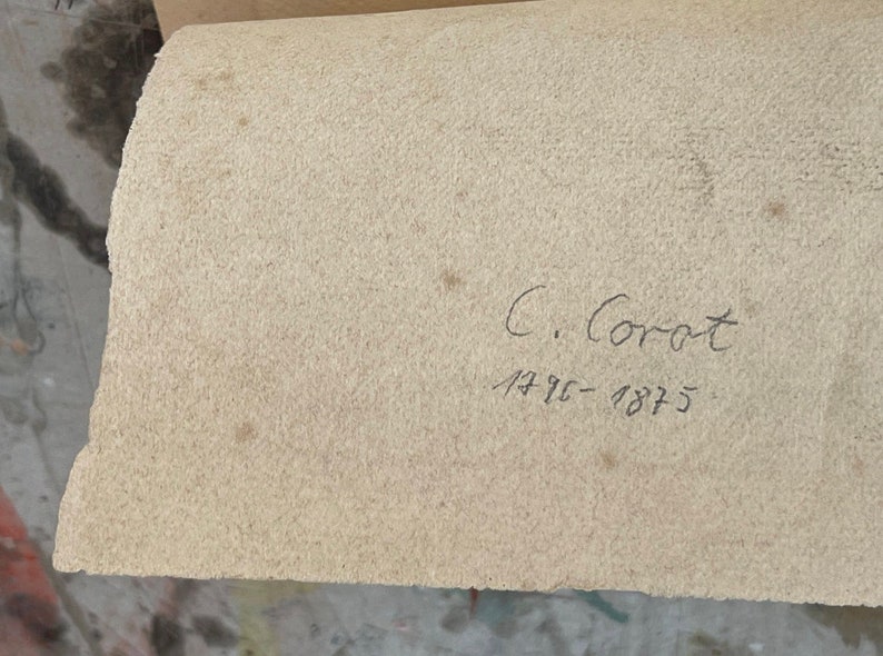C. COROT - Sketch Chalk Brown. School of Barbizon. With Note on Reverse ...