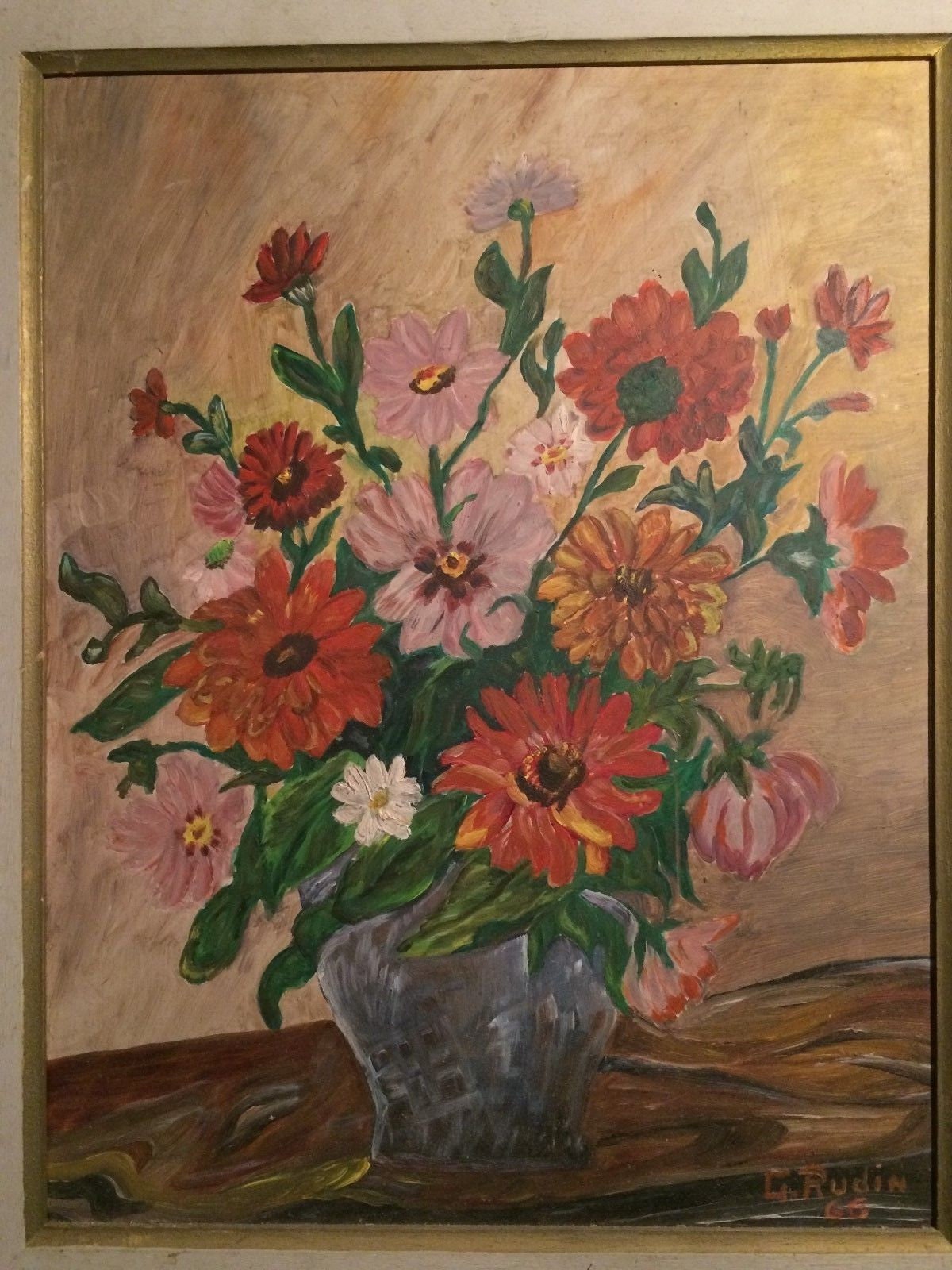 G. RUDIN Swiss Painter Signed Dated 1966 Original Floral Vintage ...
