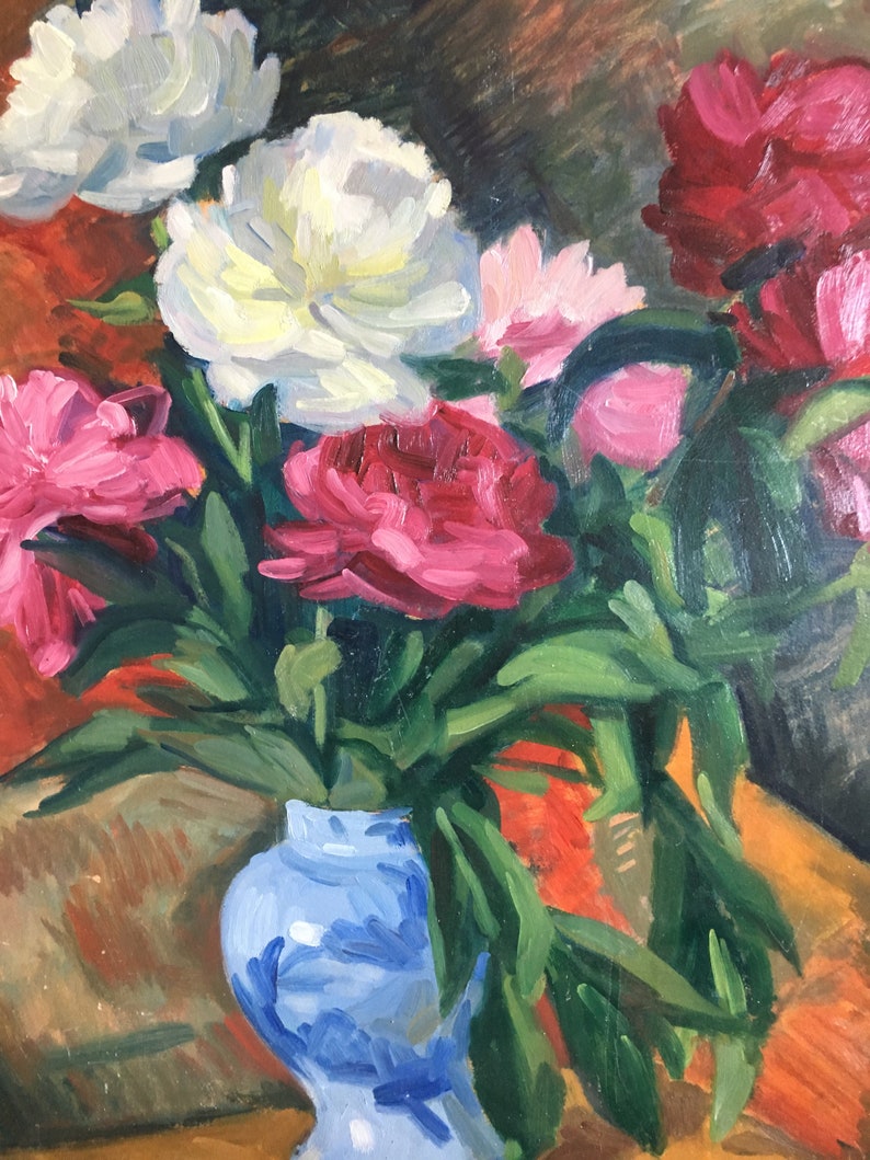 Swiss Artist : ERNST BUCHNER , Oil on Canvas , Floral Painting, Signed ...