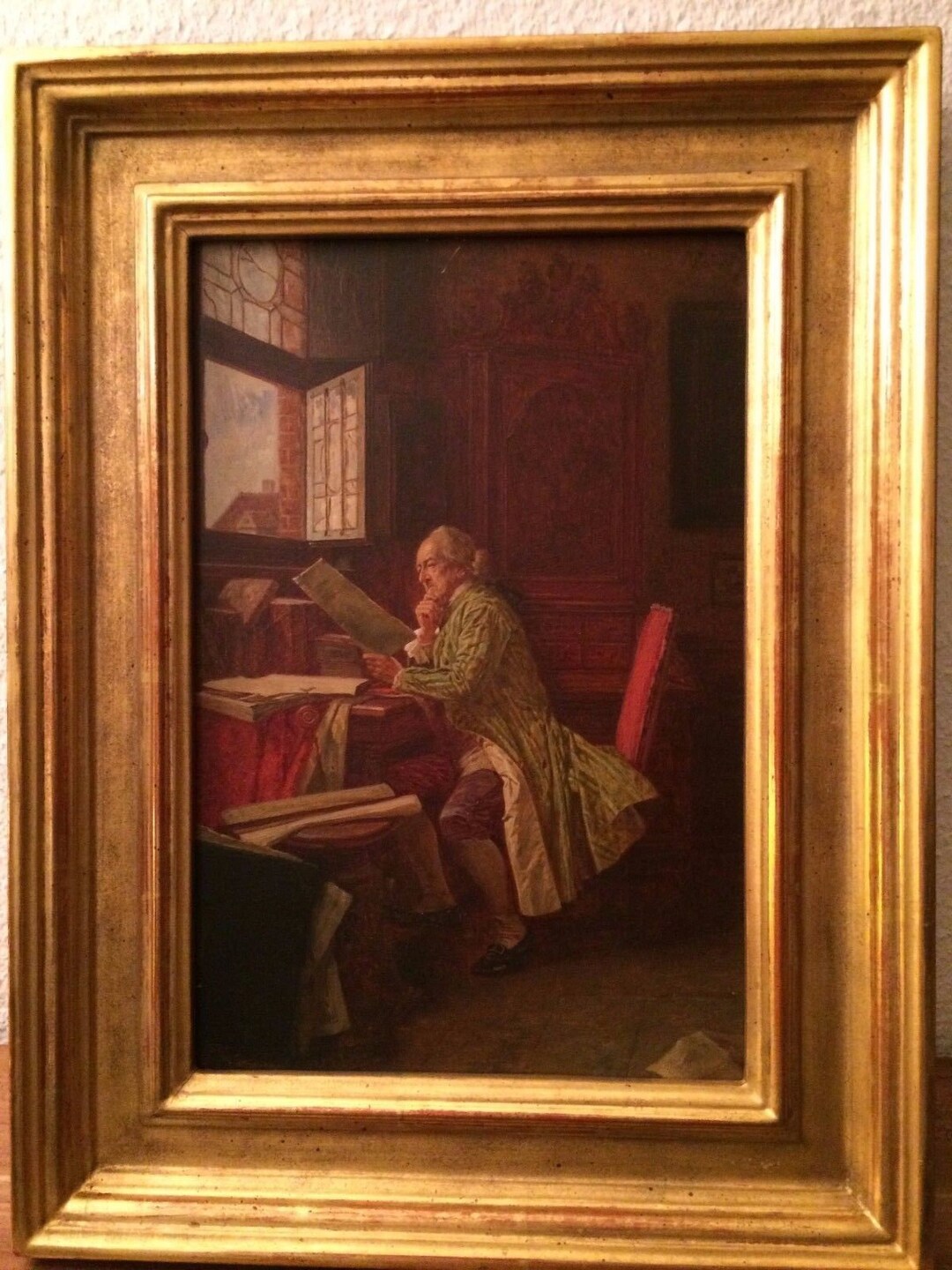 Wilhelm Löwith (1861-1932) Signed on Wood Panel, a Gentleman Reading ...