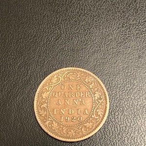 Bronze One Quarter Anna Coin of King George V of Calcutta (kolkata ...