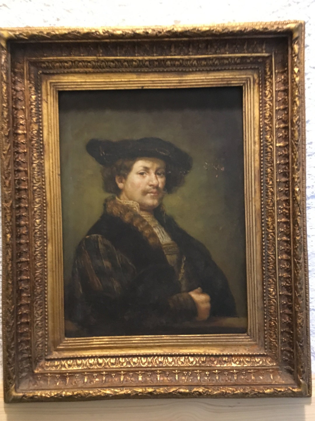 R. Wilson Original Old Oil Portrait Signed Framed in a Heavy Gilt Wood ...