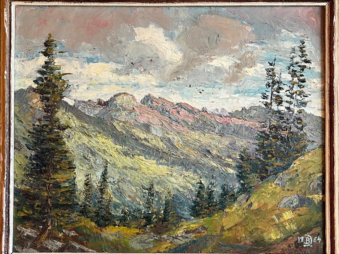 Swiss Mountain Landscape Oil Painting, Framed, 1964 - Etsy