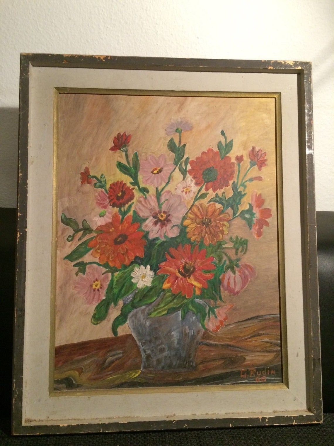 G. RUDIN Swiss Painter Signed Dated 1966 Original Floral Vintage ...