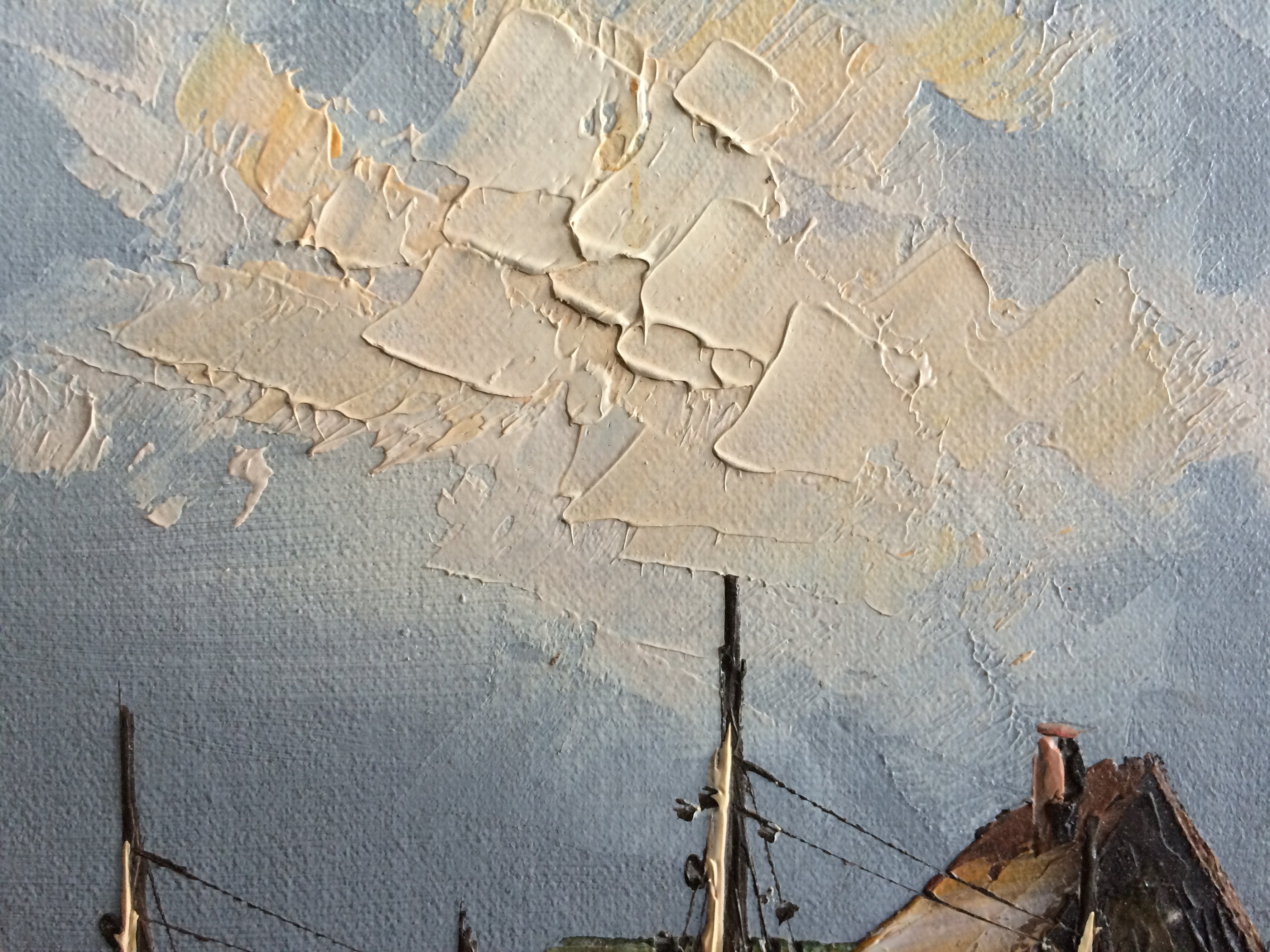 Gorgeous Vintage Original Painting Nautical Signed W. Jones Oil Acrylic ...