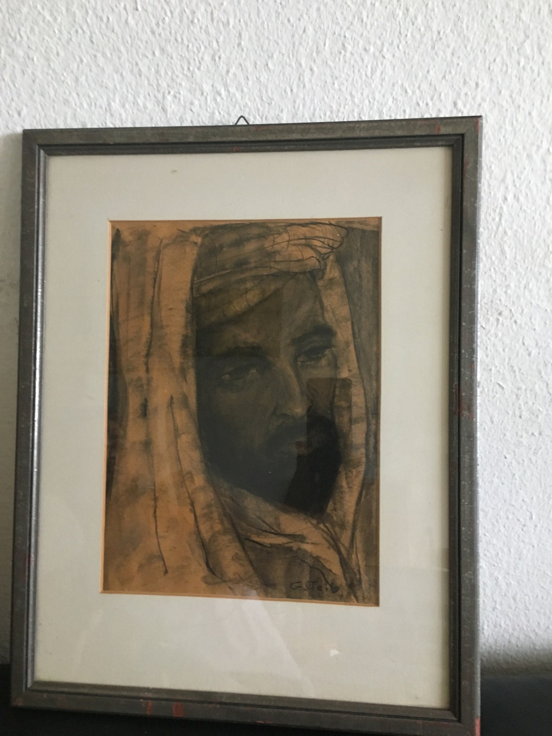 Joseph Steib - Listed German Painter Portrait Sketch of a Middle ...