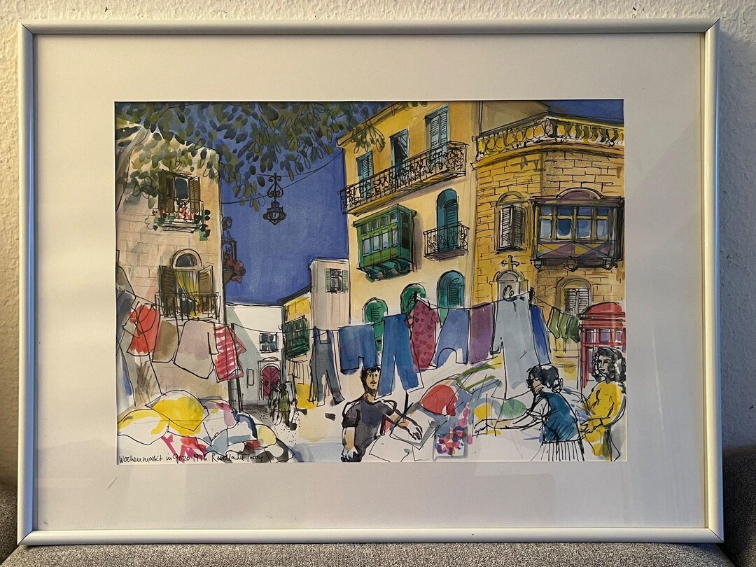 ROSE-MARIE JORAY Watercolour "weekly Market in Gozo" - Etsy