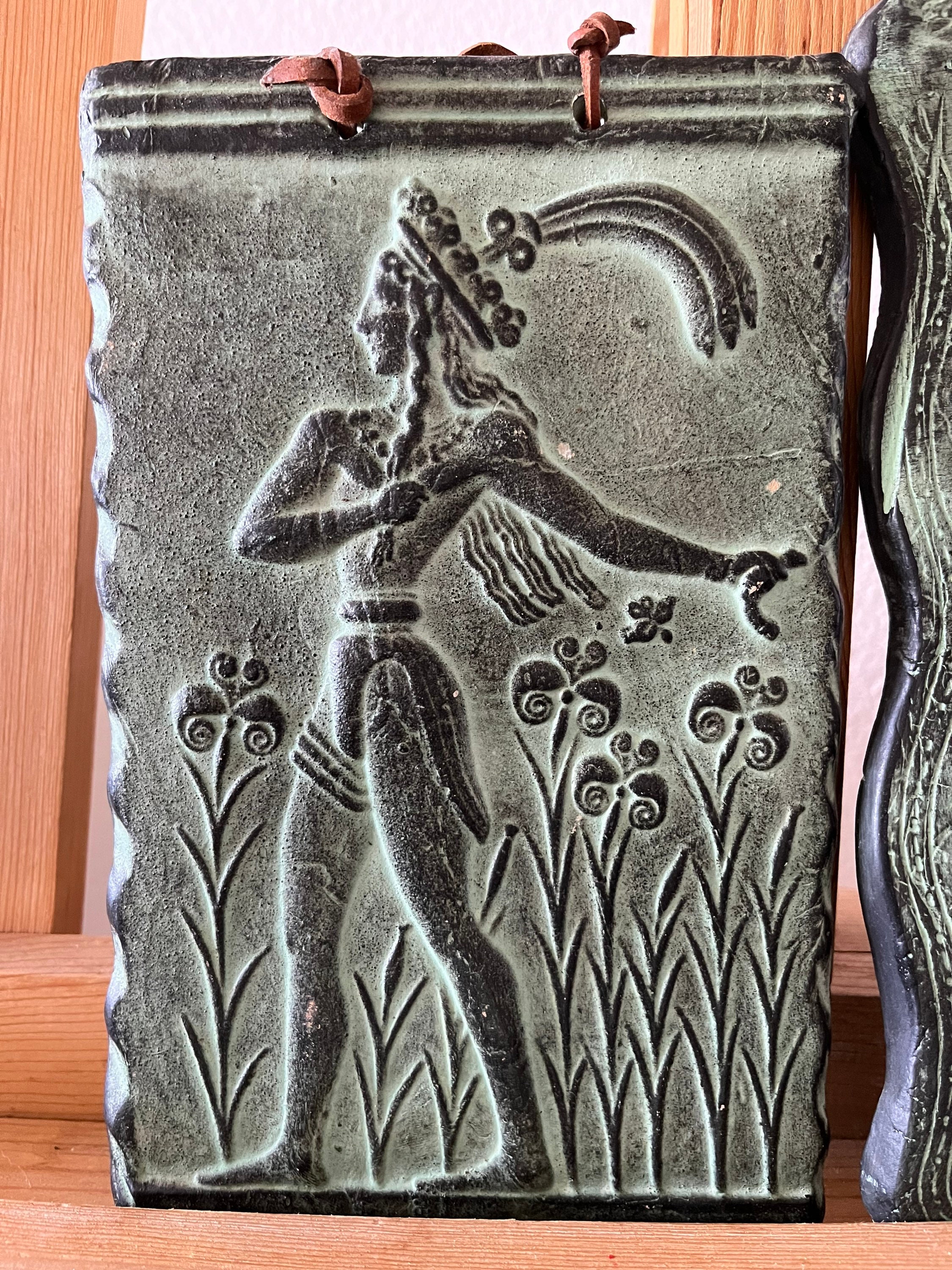 Old Antique Piece of Historical Figures 2 Engraved on Material Black ...