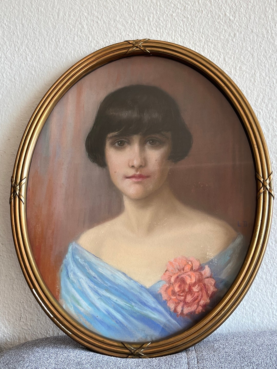 Beautiful Young Lady Painting Monogrammed L.D. - Etsy