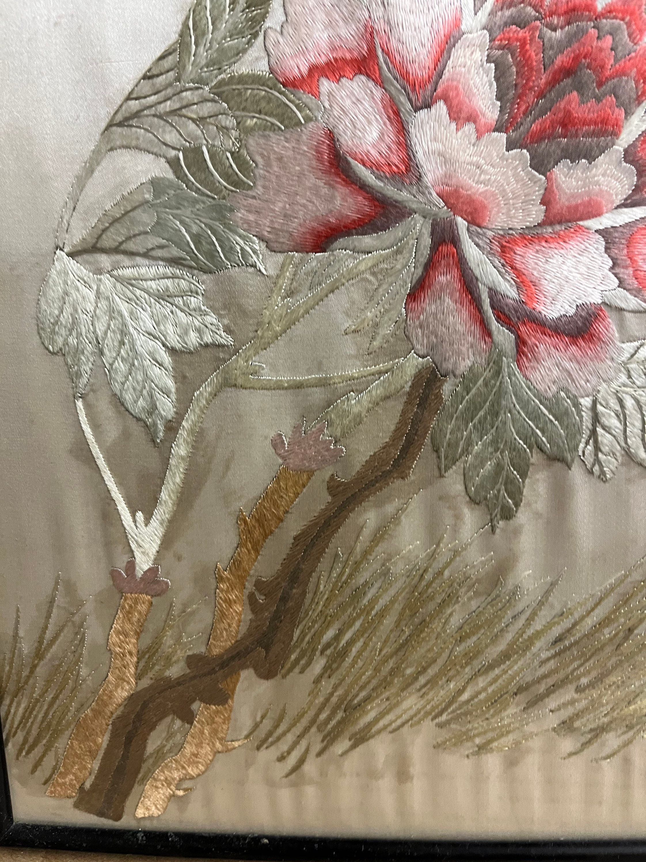 Fascinating Chinese Silk Bird Tree Flower Painting Art Work Mesmerizing ...