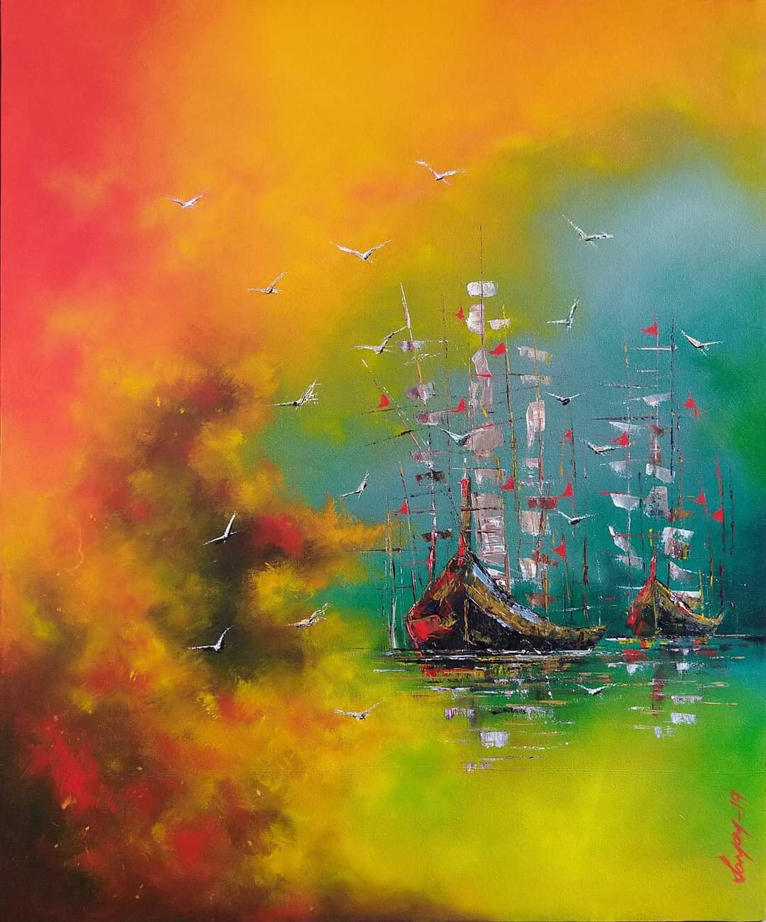 Sanjoy Ghosh - Emerging Indian Artist, Colourful and Textured, Abstract ...