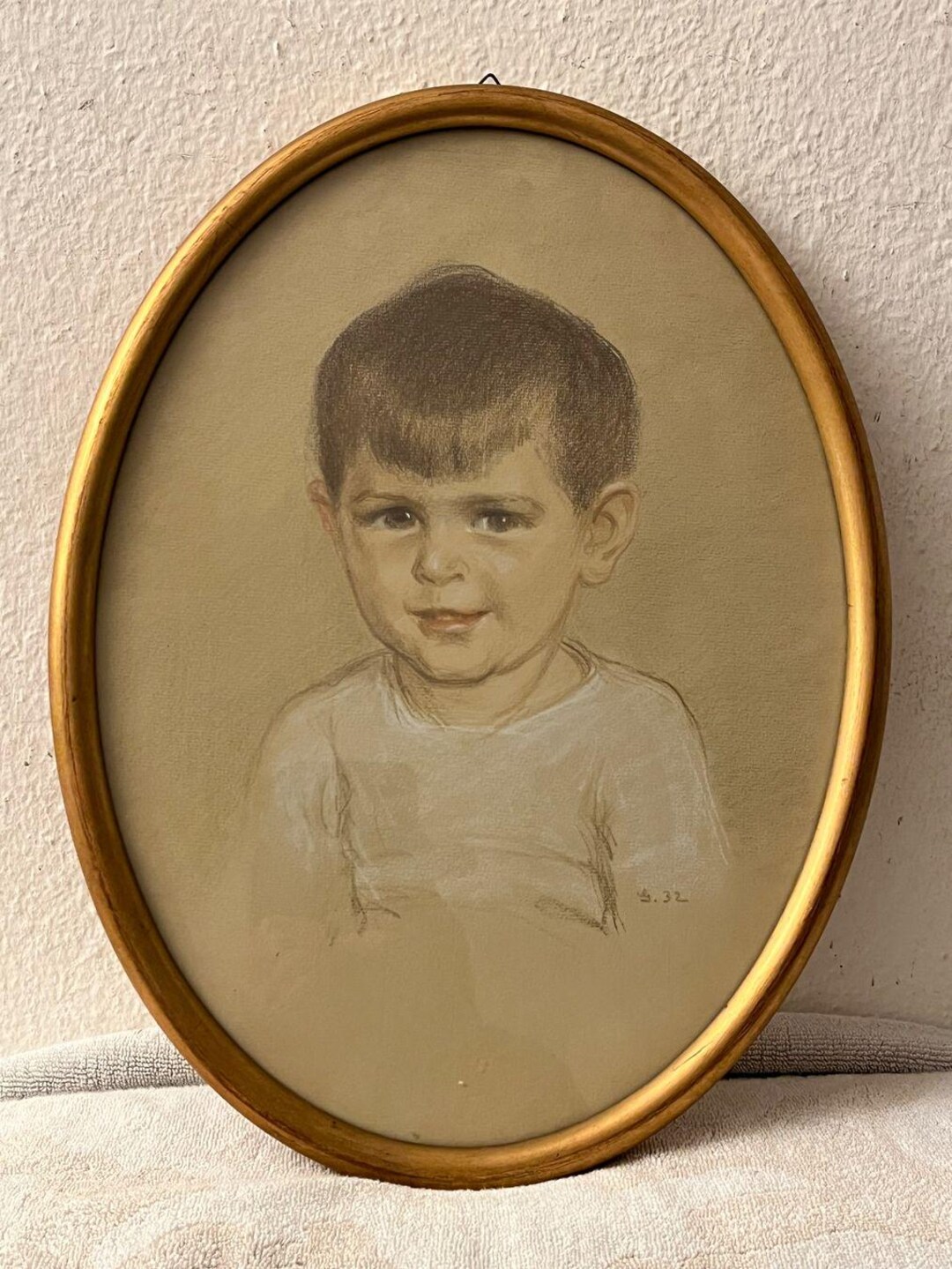 Vintage Boy Portrait Pastel Drawing, Framed, 1932 - Etsy