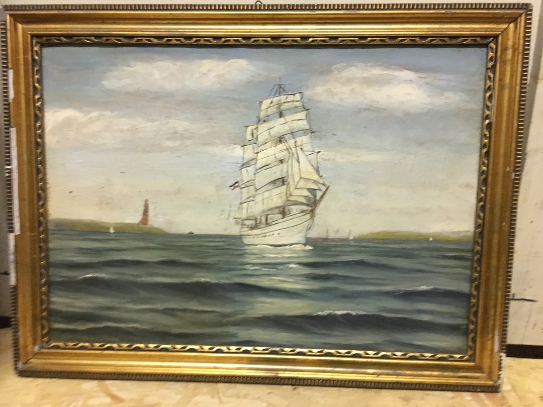 F. Gossel - Original Oil on Board, Marine Art Nautical Painting - Etsy