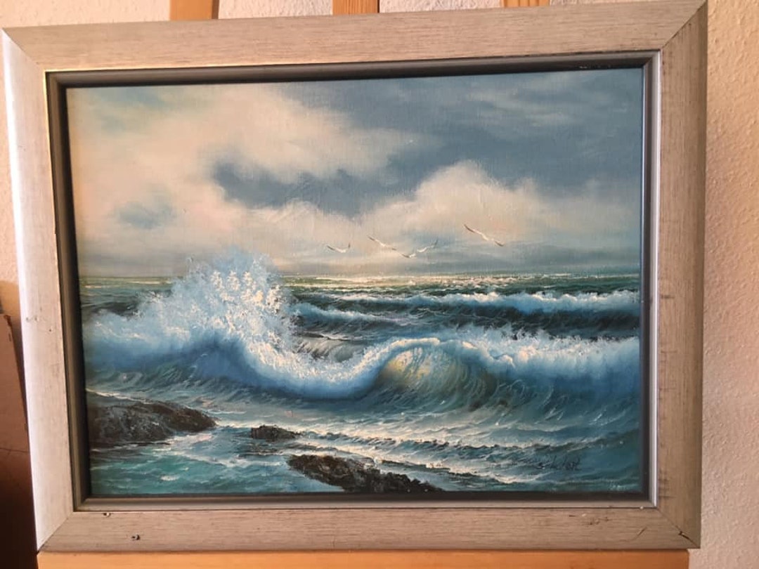Original Oil Painting Seascape Framed by German Artist Georg Schubert ...