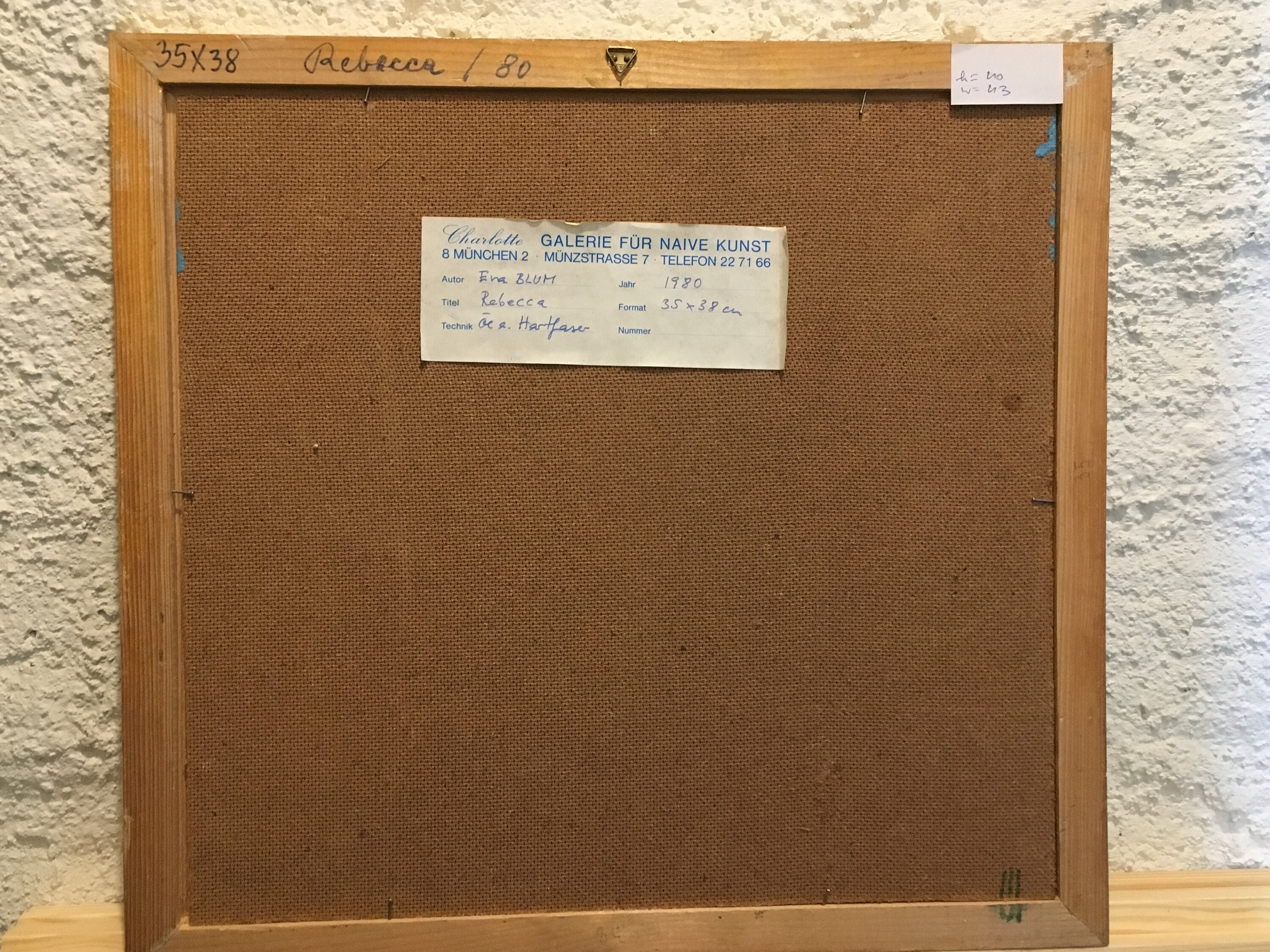 Eva BLUM (1918-1997) Naive Art Title> REBECCA Signed. Dated Very Well ...