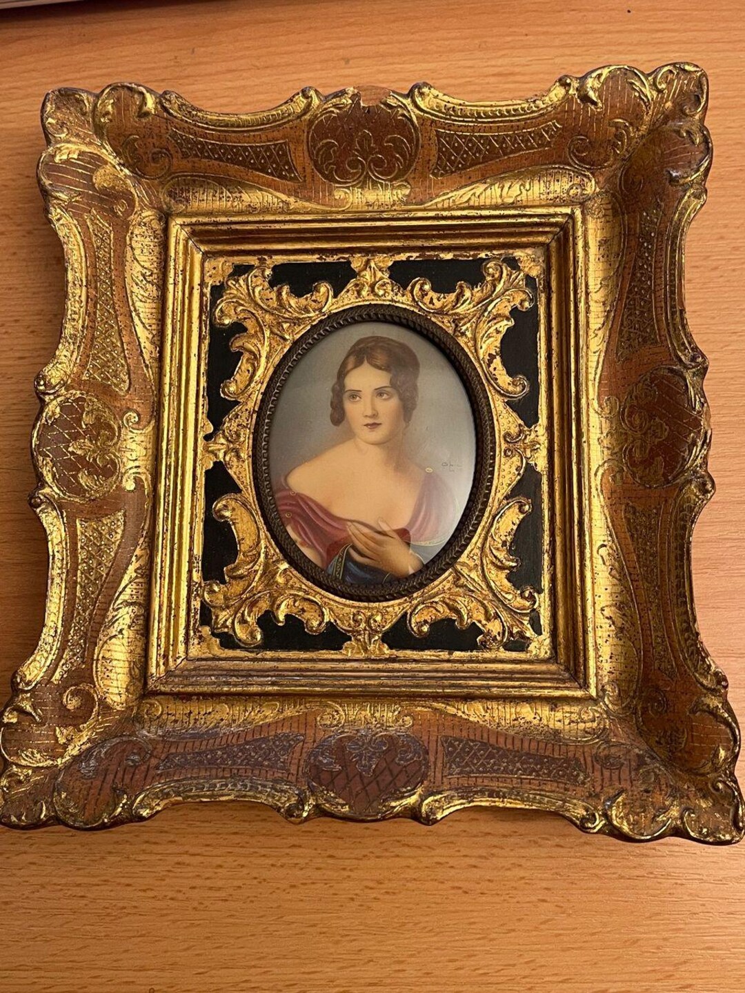 Antique Gold Framed Portrait Miniature Lady Signed - Etsy