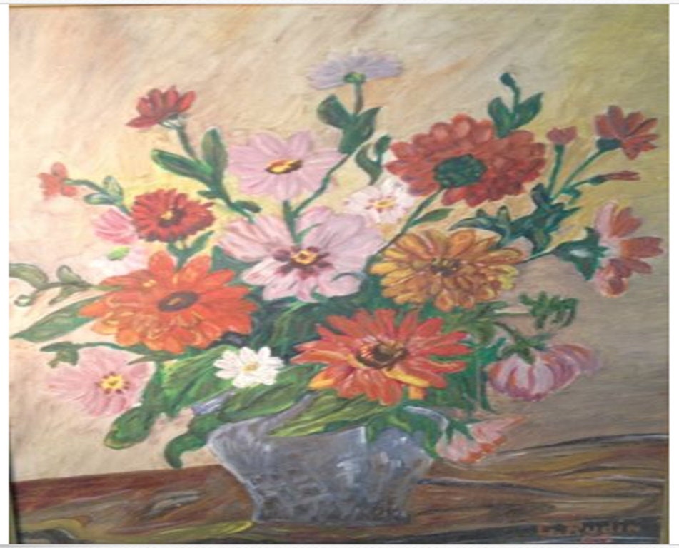 G. RUDIN Swiss Painter Signed Dated 1966 Original Floral Vintage ...