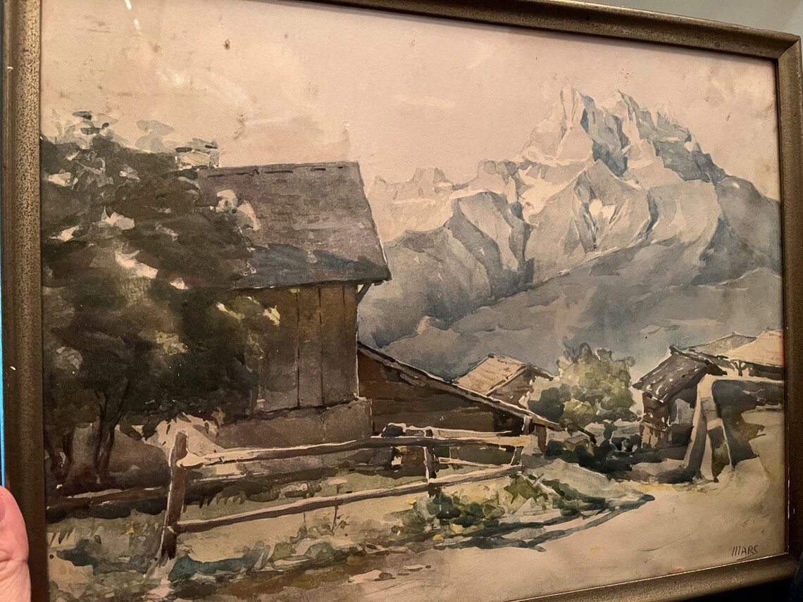 Alps Swiss / Mountain Scape Painting Signed MARS - Etsy