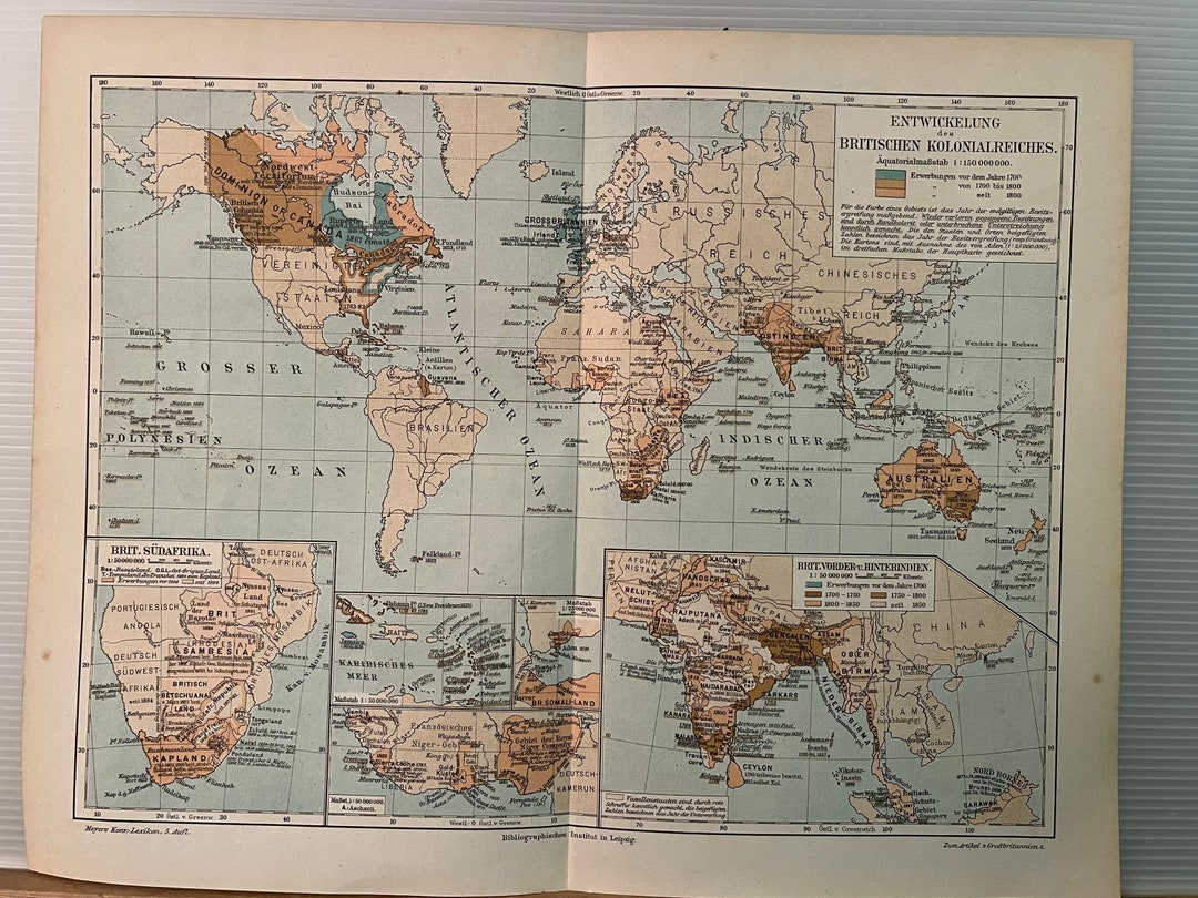17th Century British Colony Colonial Map of the World in German - Etsy