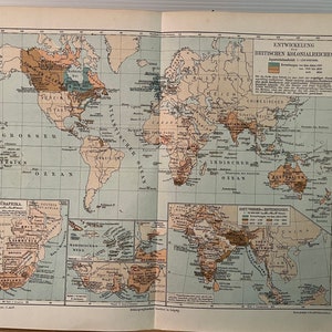 17th Century British Colony Colonial Map of the World in German - Etsy