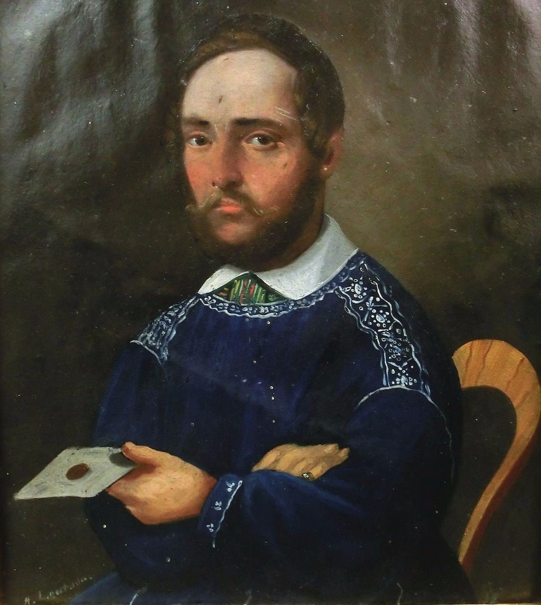 Anton Meinrad Leuthold or H. Leuthold Beautiful Portrait of a Gentleman ...