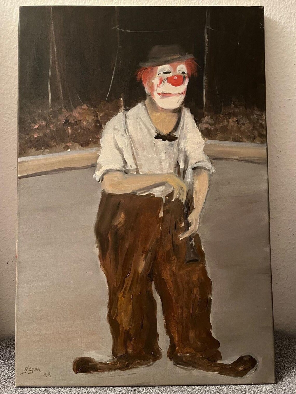 Oil Painting, Lonely Clown, Oil Painting Signed - Etsy