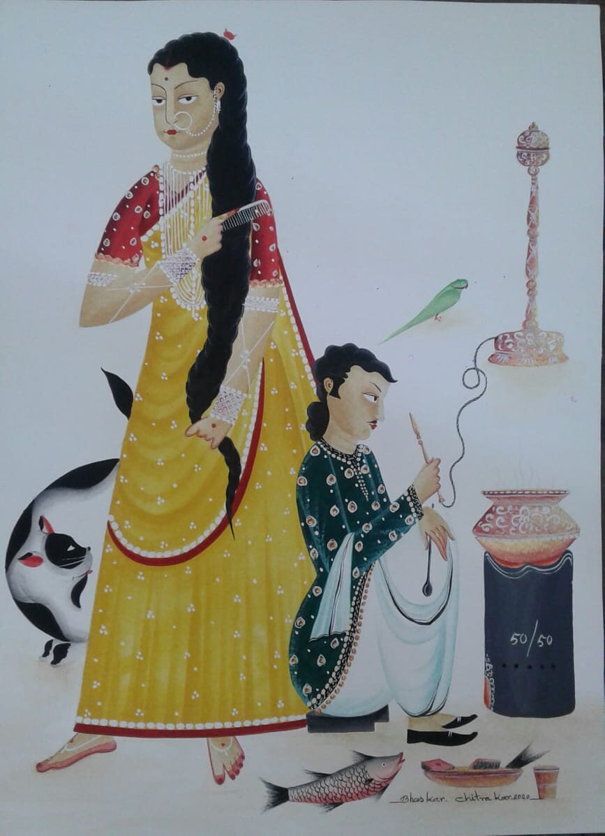 Bhaskar Chitrakar Kalighat style Patachitra art Emerging Indian artist ...