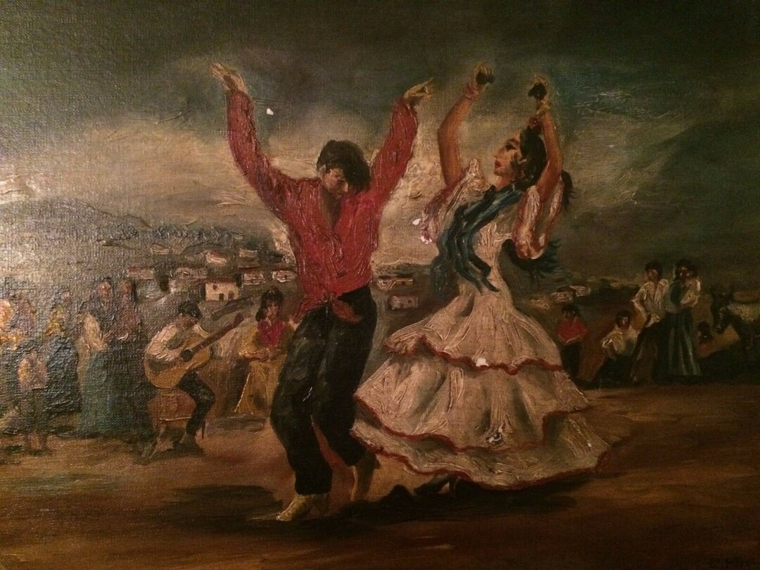 J F Frex Frax Artist Signed Very Beautiful Dancing Scene Ready to Hang ...