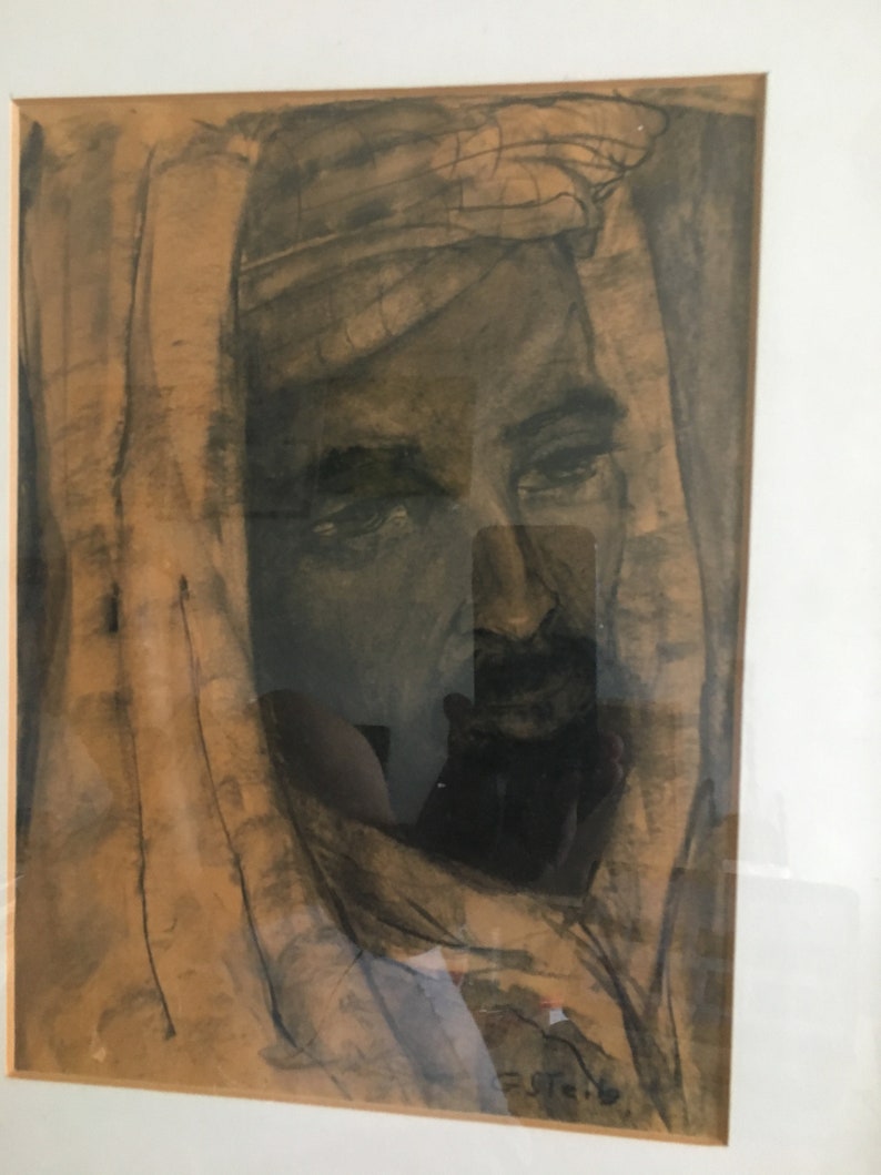 Joseph Steib - Listed German Painter Portrait Sketch of a Middle ...