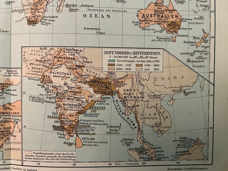 17th Century British Colony Colonial Map of the World in German - Etsy