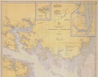 Pamlico sound map | Etsy