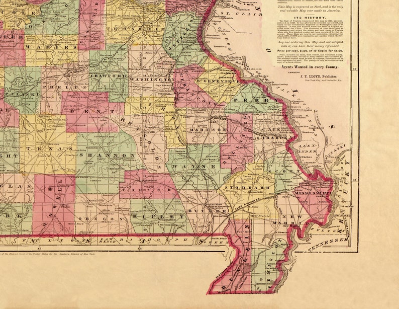 1861 Missouri Map Old Missouri Map Missouri Produced From | Etsy