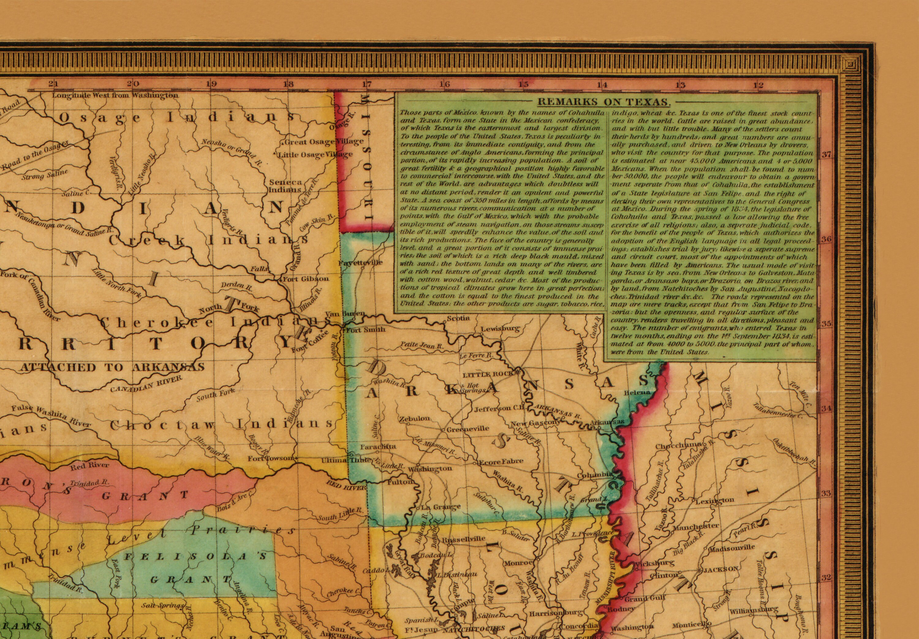 1835 Texas Map Print, Vintage Land Grants, Decorative Wall Art - Etsy