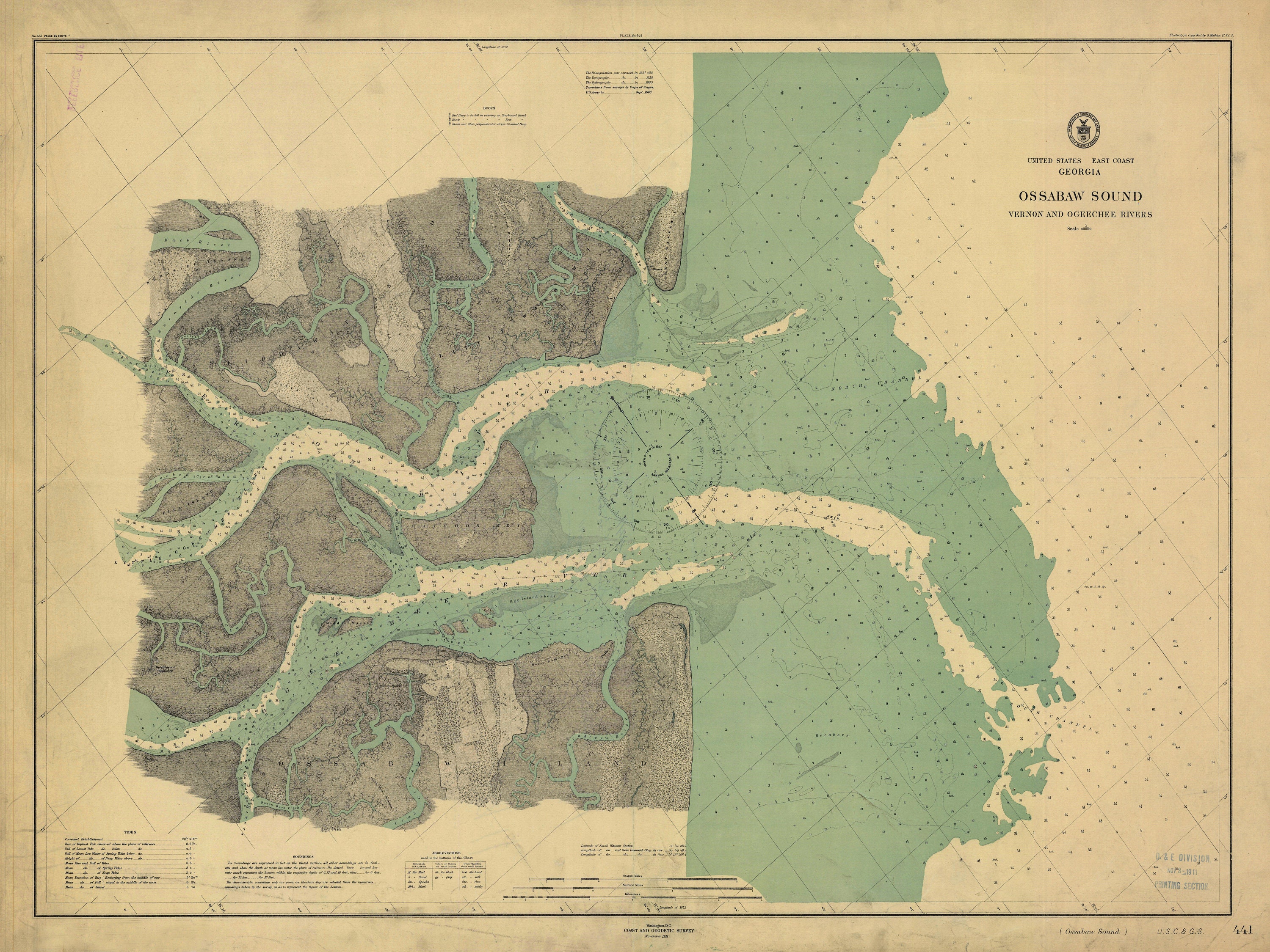 1911 Ossabaw Sound Georgia Map Print Produced From an Old - Etsy