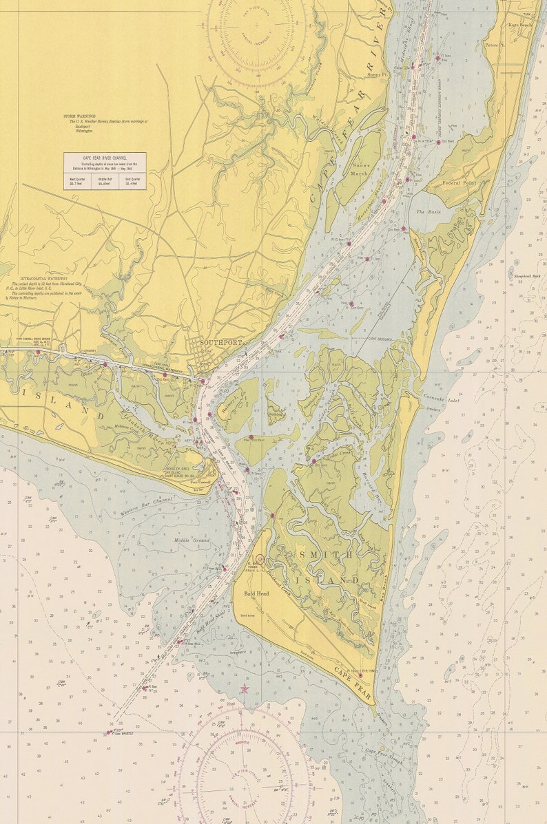 1950 Cape Fear Map Wilmington Map North Carolina Map Print | Etsy