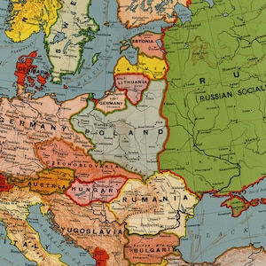 1925, Europe Map, Print Produced From, Old Europe Map, Vintage Europe ...