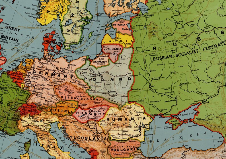 1925 Europe Map Print Produced From Old Europe Map Vintage | Etsy