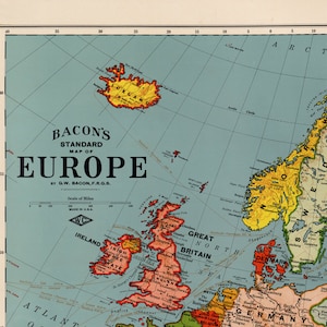 1925, Europe Map, Print Produced From, Old Europe Map, Vintage Europe ...