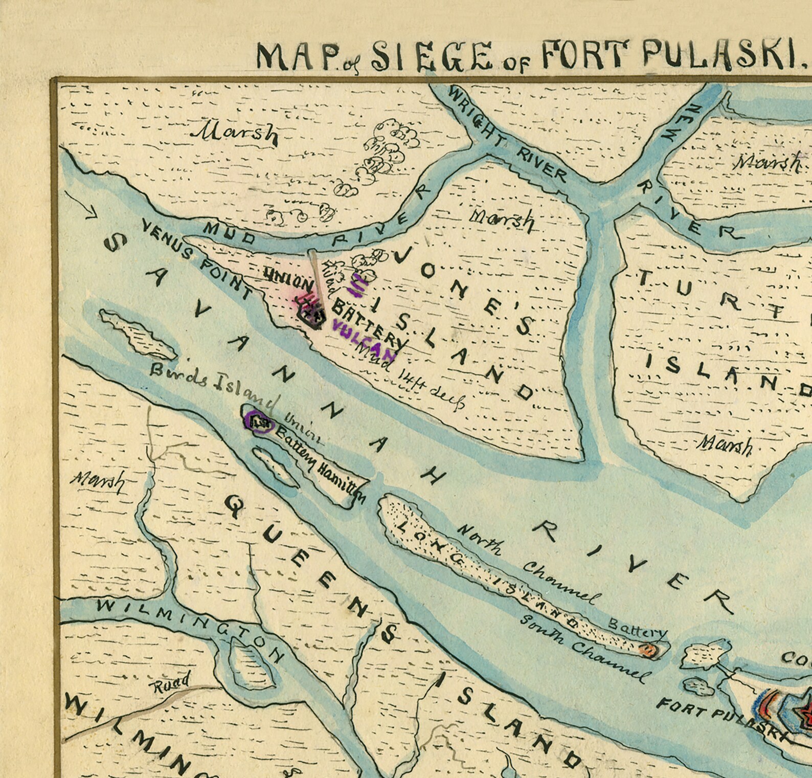 1862 Fort Pulaski Map Georgia Map Civil War Civil War Map - Etsy
