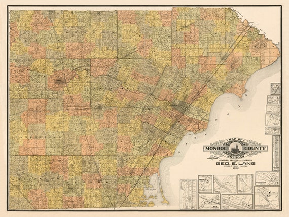1901 Monroe County Michigan Map Print Produced From an Old - Etsy