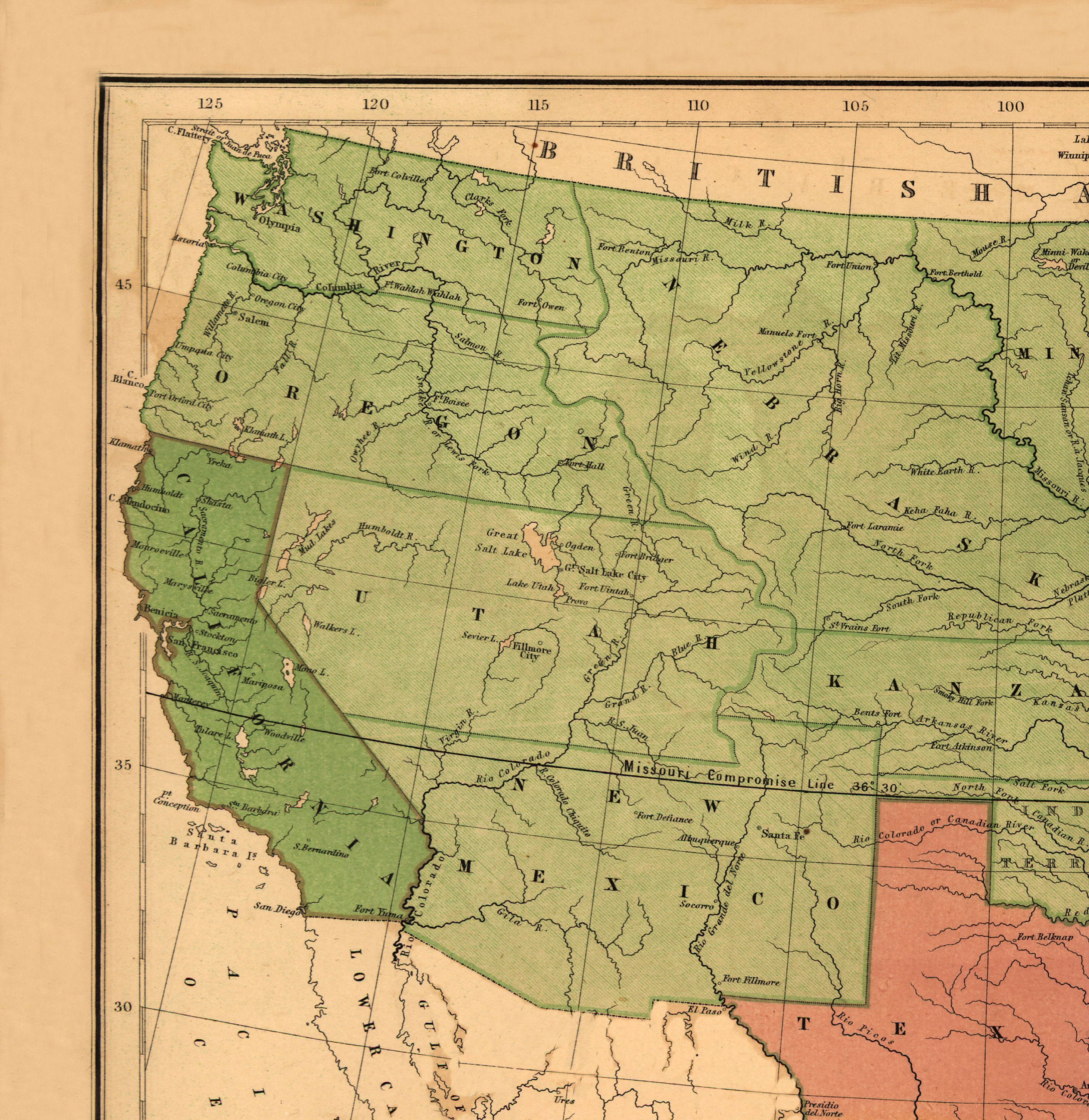 1857 United States Map Old USA Map Produced From an Old | Etsy