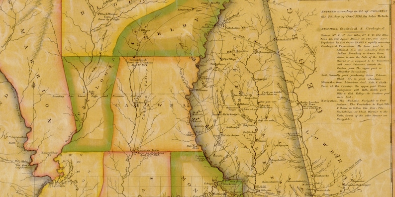 1820 Alabama Map Old Alabama Map Produced From an Old - Etsy