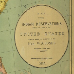 1902 Native American Indian Reservations Map Print Produced From an Old ...