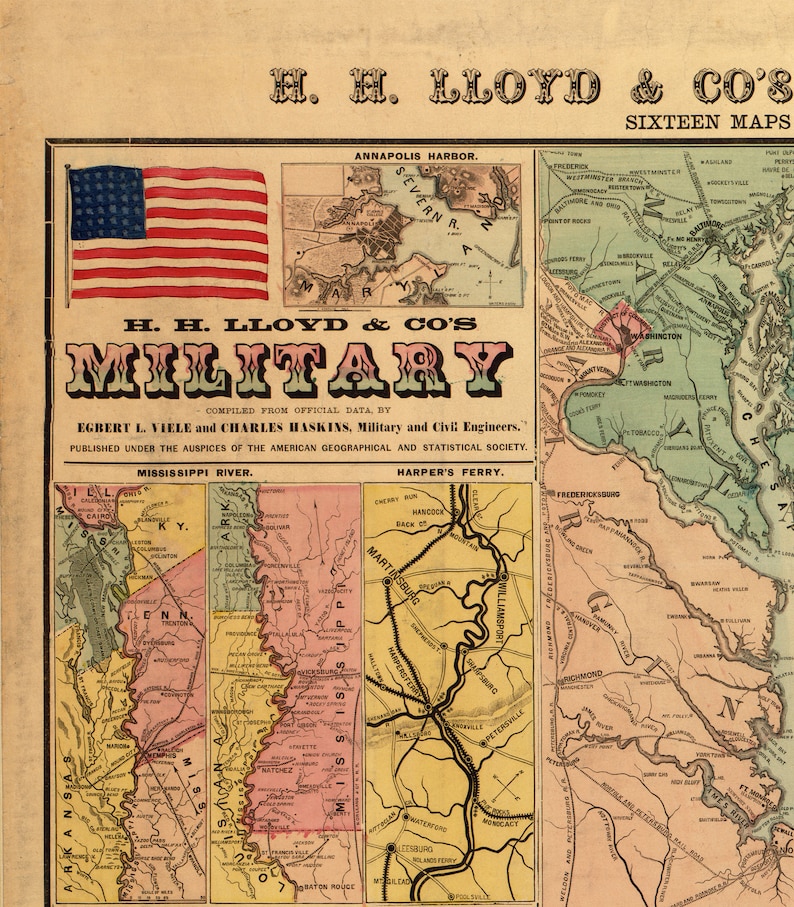 1861 Military Map Civil War Map Produced From an Old | Etsy