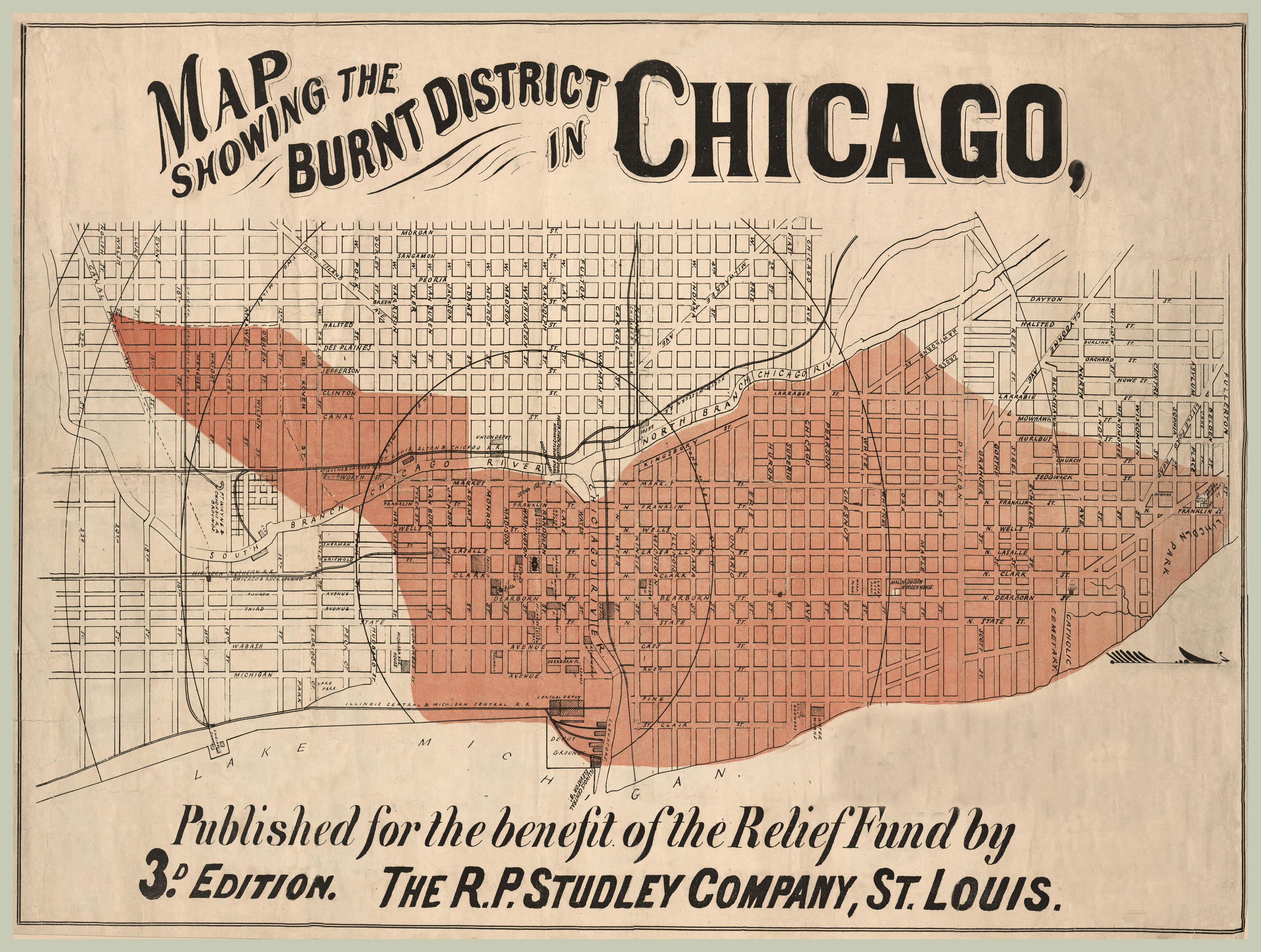 1872, Chicago, Old Chicago Map, Old Illinois Map, Produced From, Old ...