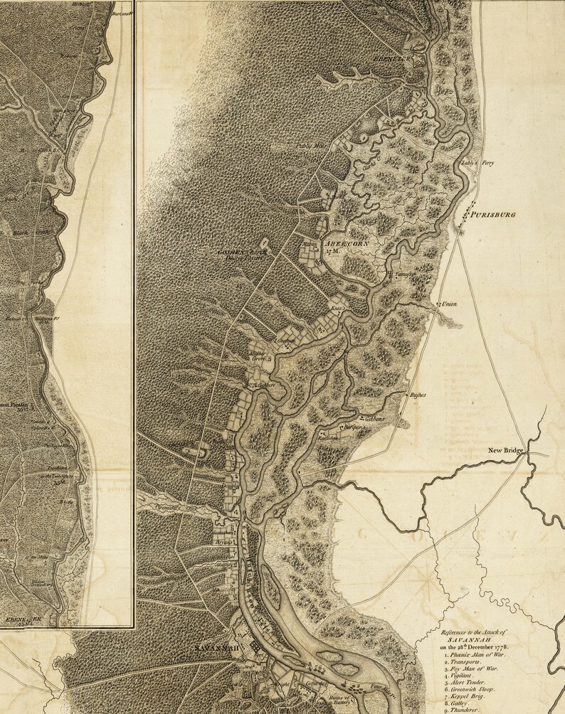 1780 Savannah Map Georgia Map Old Savannah Map Augusta - Etsy