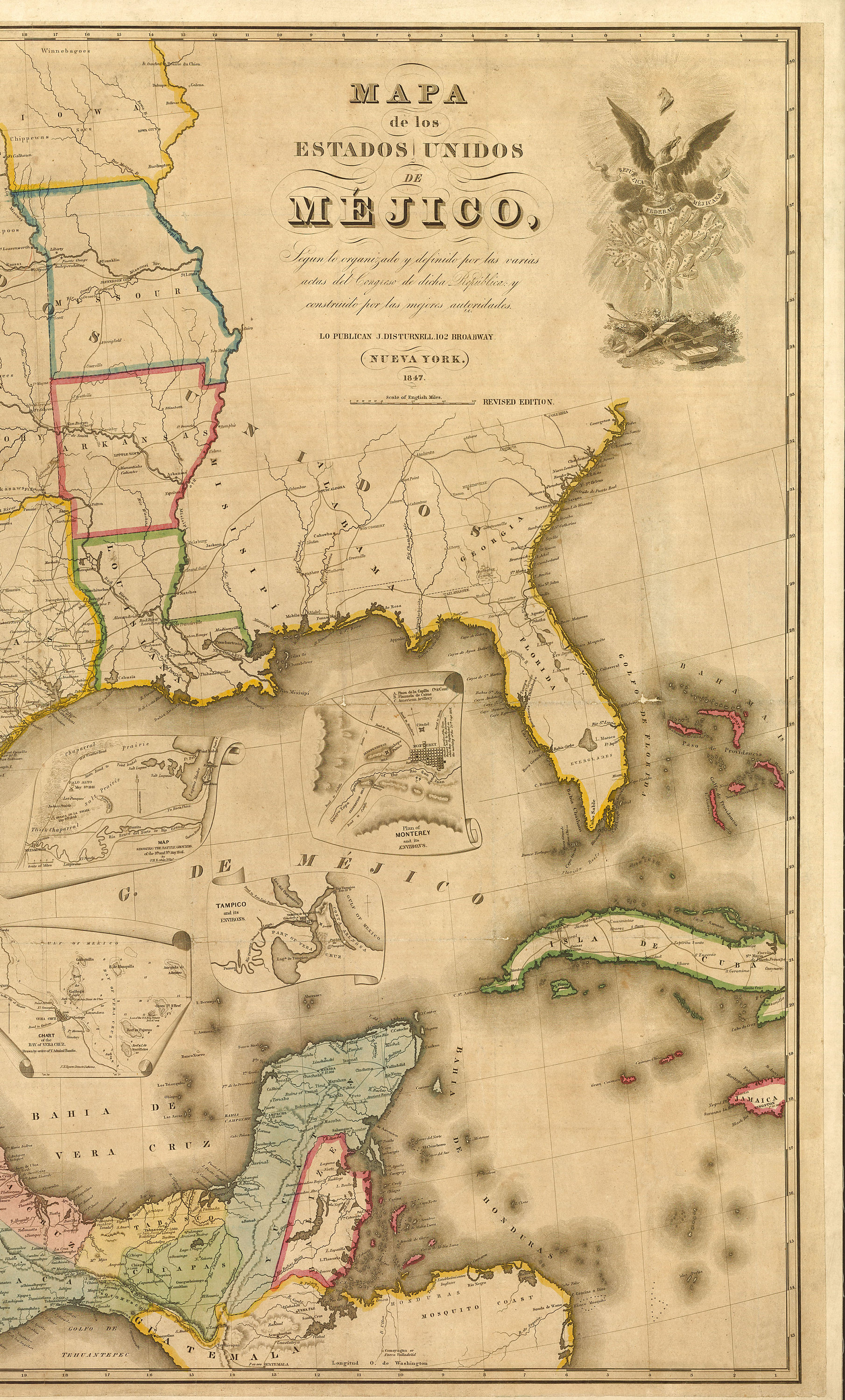 1847 Mexico Map Vintage Mexico Map Antique Mexico Map Old - Etsy